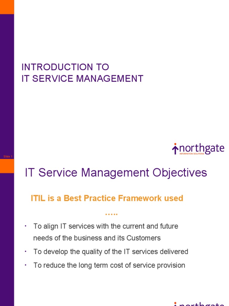 Introduction To It Service Management: Slide 1 | PDF | It Service ...