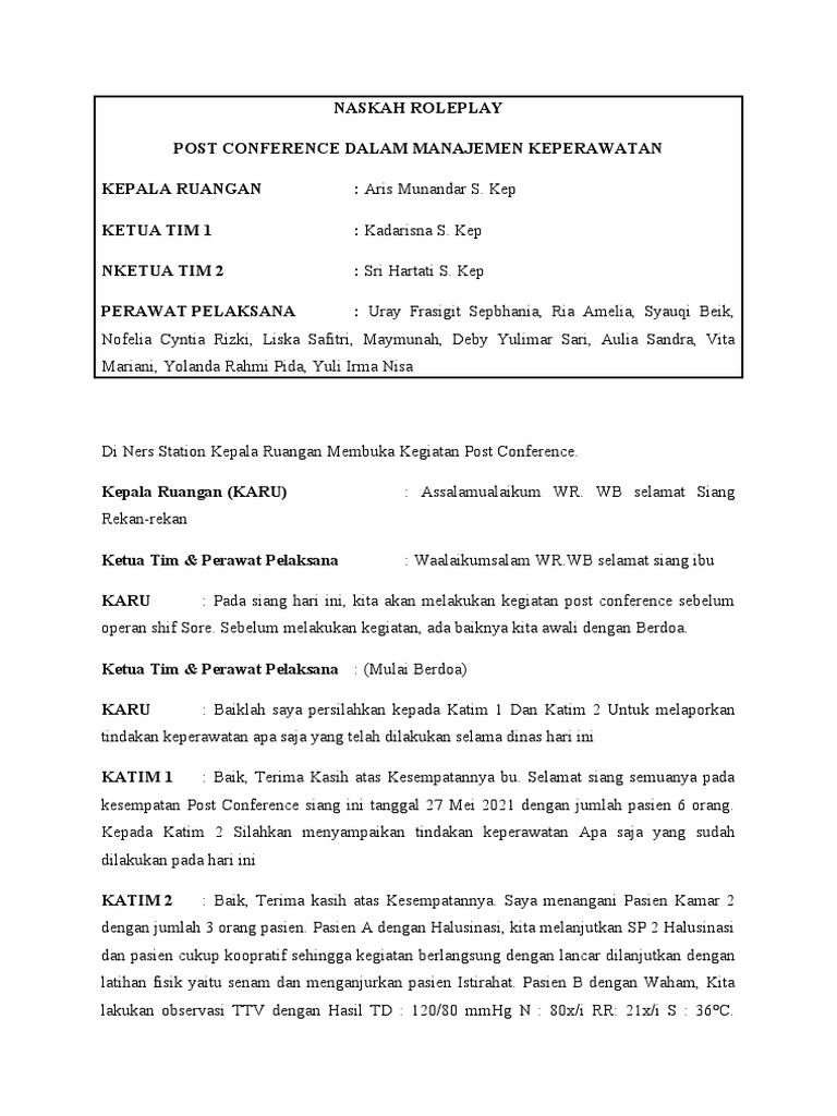 Naskah Roleplay Post Conference | PDF