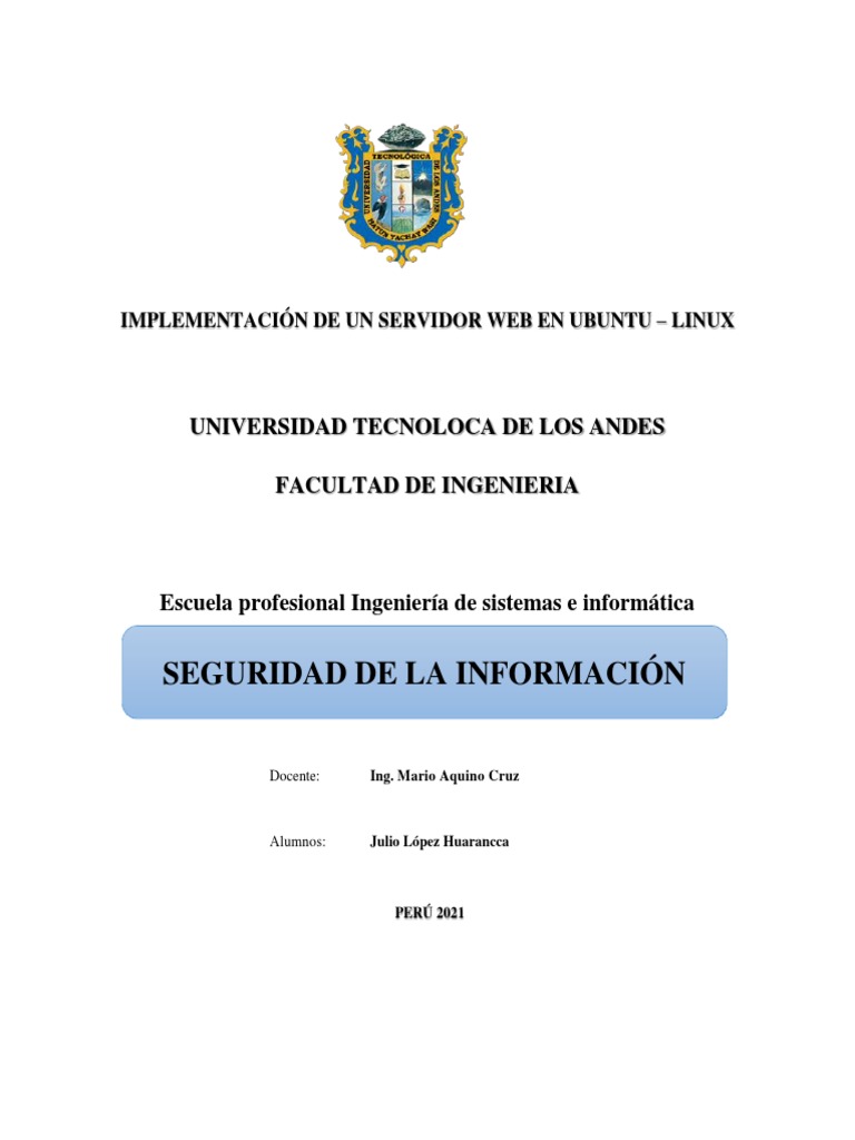 Implementación de Un Servidor Web en Ubuntu - Julio Lopez | PDF | Servidor web | Internet y web