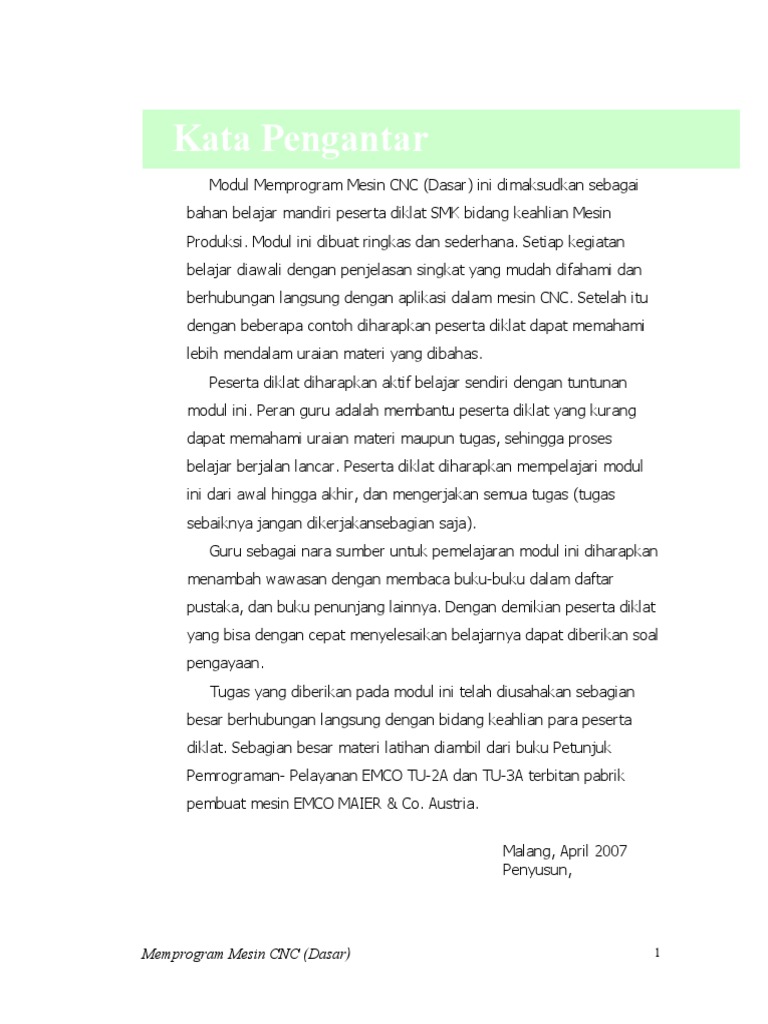 Modul Memprogram Mesin CNC Dasar | PDF