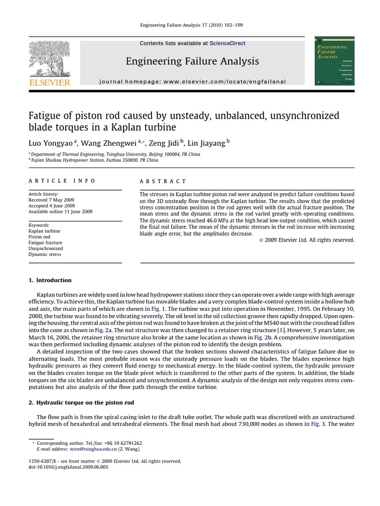 Piston Rod Fatigue in Kaplan Turbines | PDF | Turbine | Fatigue (Material)