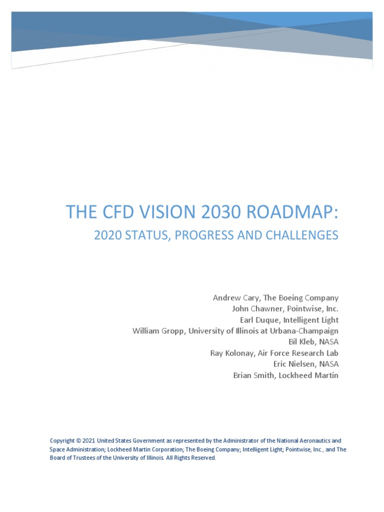 The CFD Vision 2030 Roadmap:: 2020 Status, Progress and Challenges ...