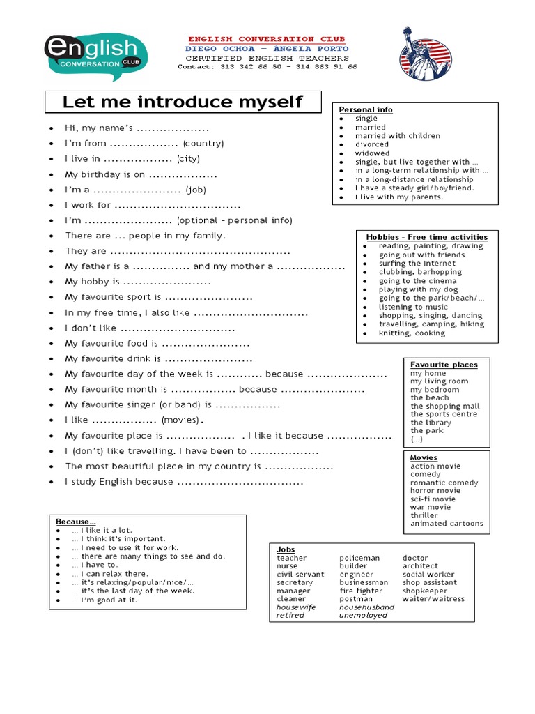Let Me Introduce Myself - Worksheet | PDF