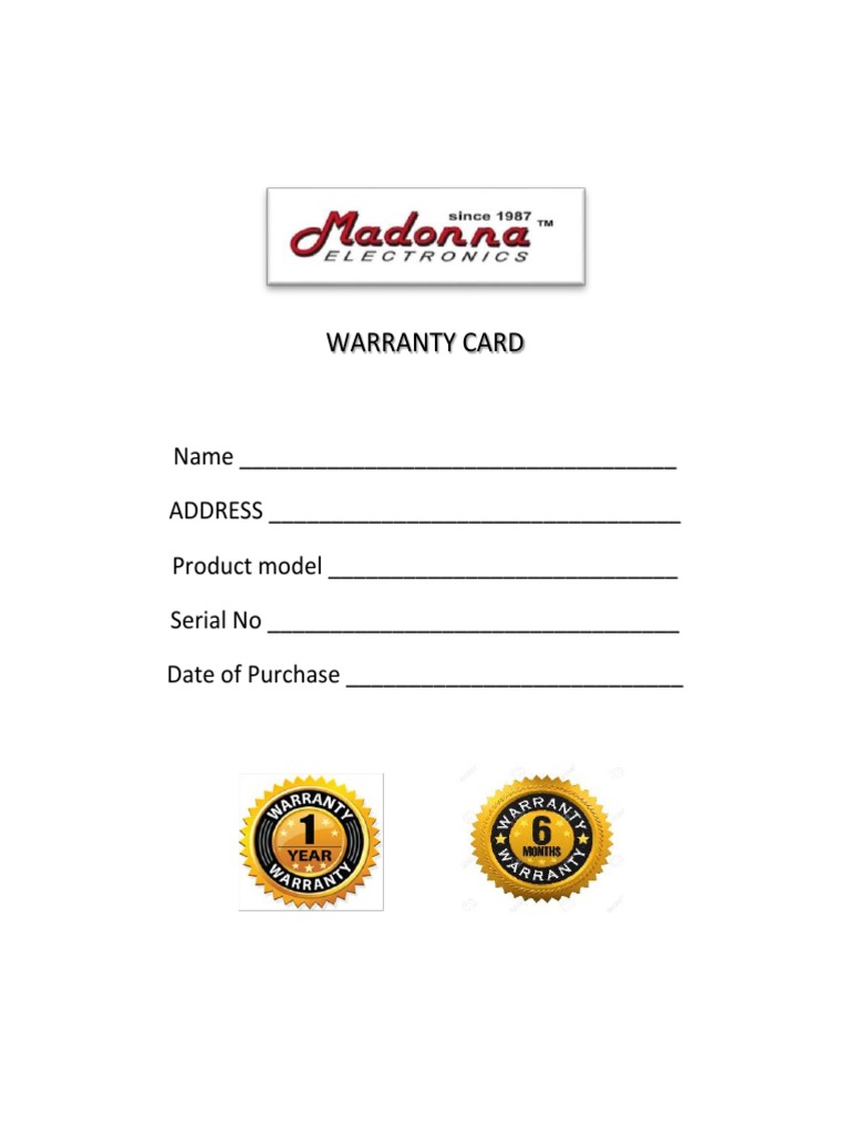 Warranty Card Format | PDF