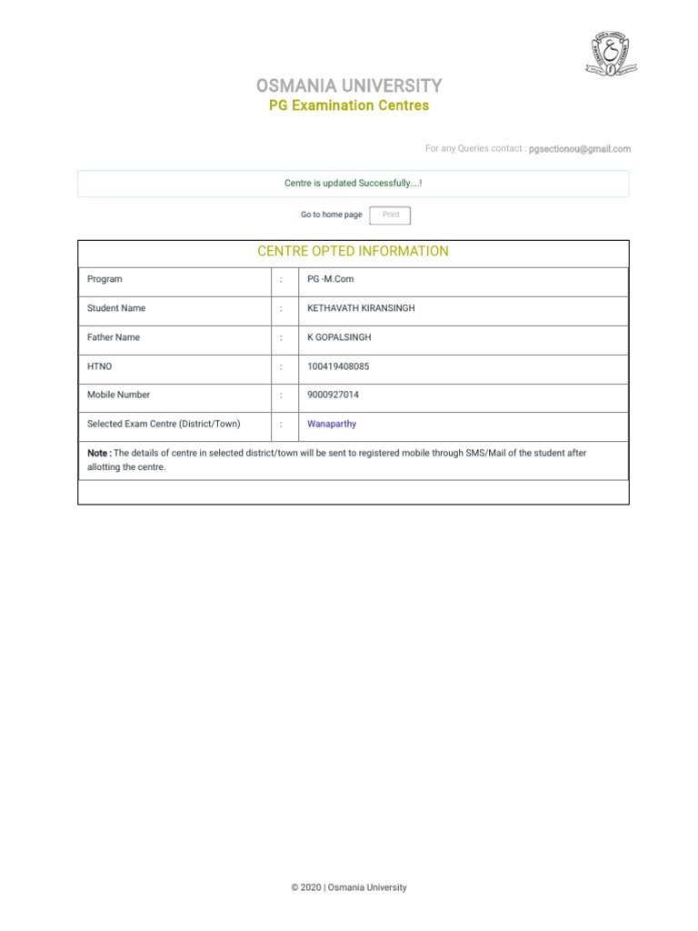 Osmania University Pg Examination Centres Pdf