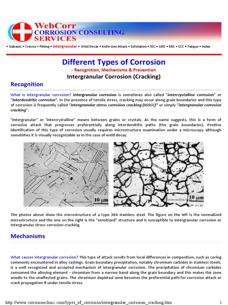 Different Forms of Corrosion - Intergranular Corrosion - Weld Decay ...