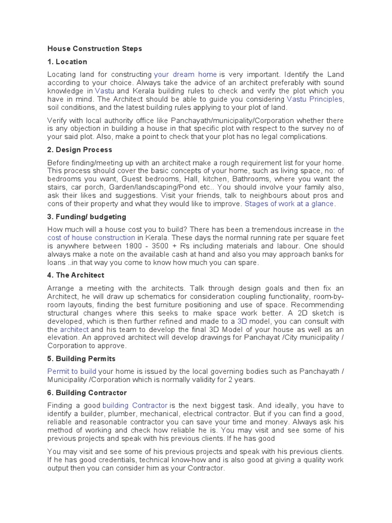 House Construction Steps | PDF | Masonry | Concrete
