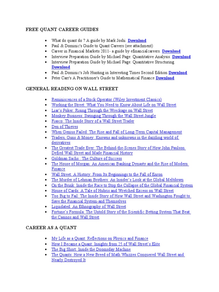 Quant Books Pdf Mathematical Finance C