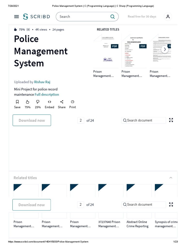Police Management System - C (Programming Language) - C Sharp (Programming Language) | PDF ...