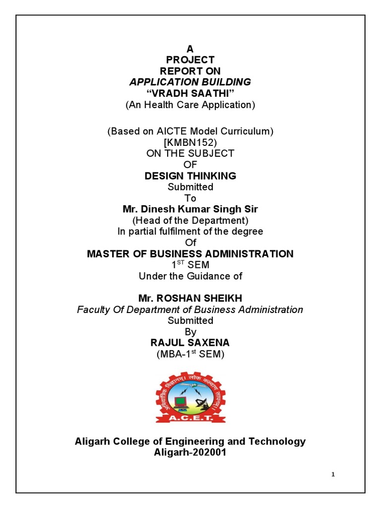 Design Thinking Project On Application Building | PDF | Chronic ...