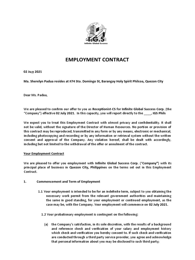 Employee Contract 2021 | PDF | Overtime | Salary