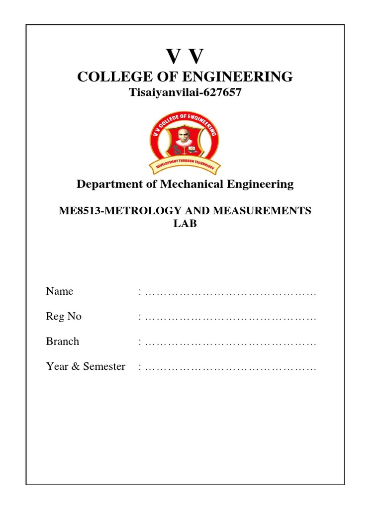 Metrology Lab Manual | PDF | Torque | Force