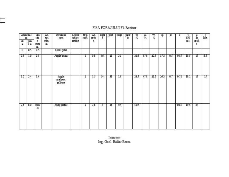 FISA FORAJULUI F1-Banisor | PDF