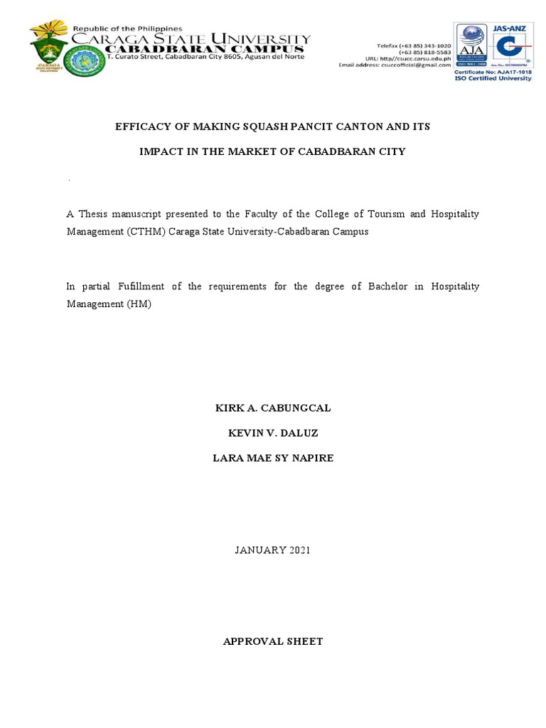 Efficacy of Making Squash Pancit Canton and Its Impact in The Market of ...