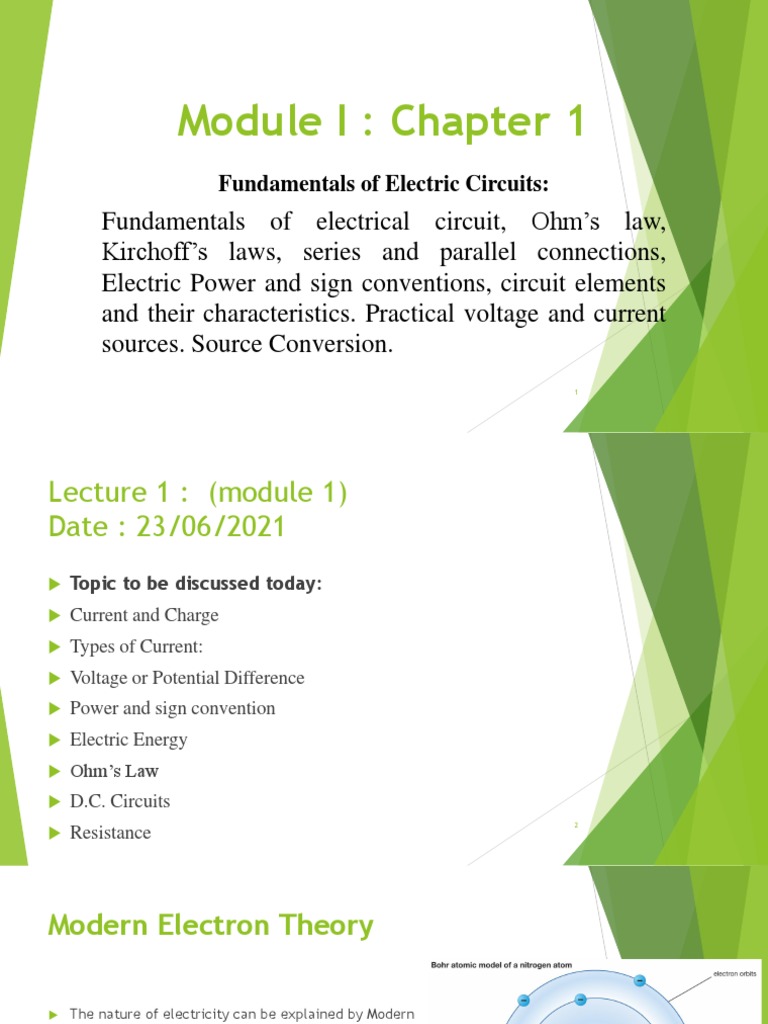 BEE Module1 Chapter 1 Lec1-3 | PDF | Electrical Network | Series And Parallel Circuits