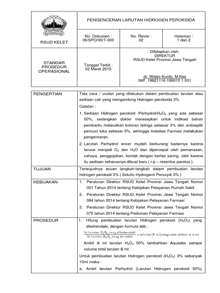 Farmasi SPO Pengenceran H2O2 02 | PDF