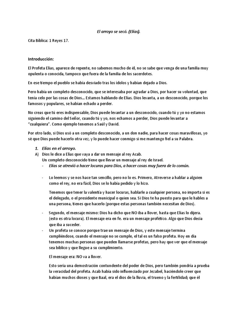 Elías y el Arroyo Querit: Lecciones de Fe | PDF | Elijah | Contenido ...