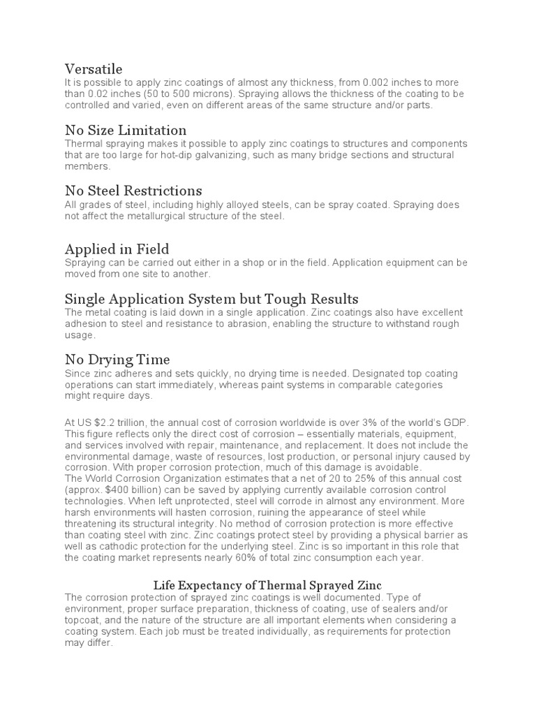 Metallizing Process and Advantages MMPL | PDF | Galvanization | Corrosion