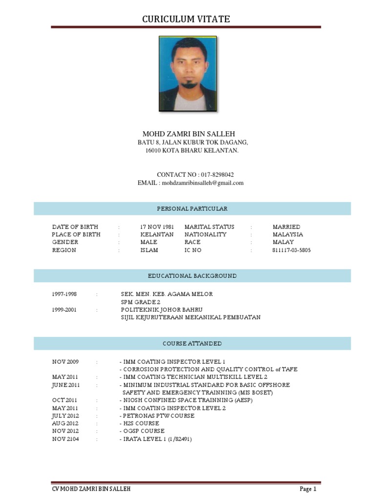 CV Mohd Zamri Bin Salleh 2021 Combined | PDF | Quality | Business Process