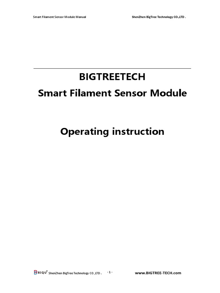 Smart Filament Sensor Module Manual | PDF | Touchscreen | Computer Hardware