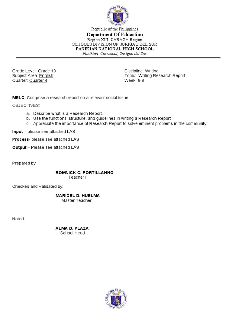 English 10 Week 6-8 Research Report | PDF | Survey Methodology ...