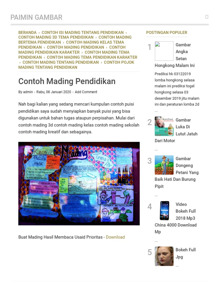 Contoh Mading Pendidikan - Paimin Gambar | PDF