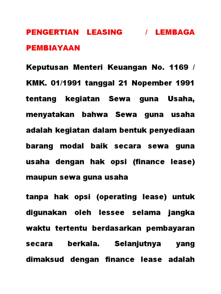 Pengertian Leasing | PDF