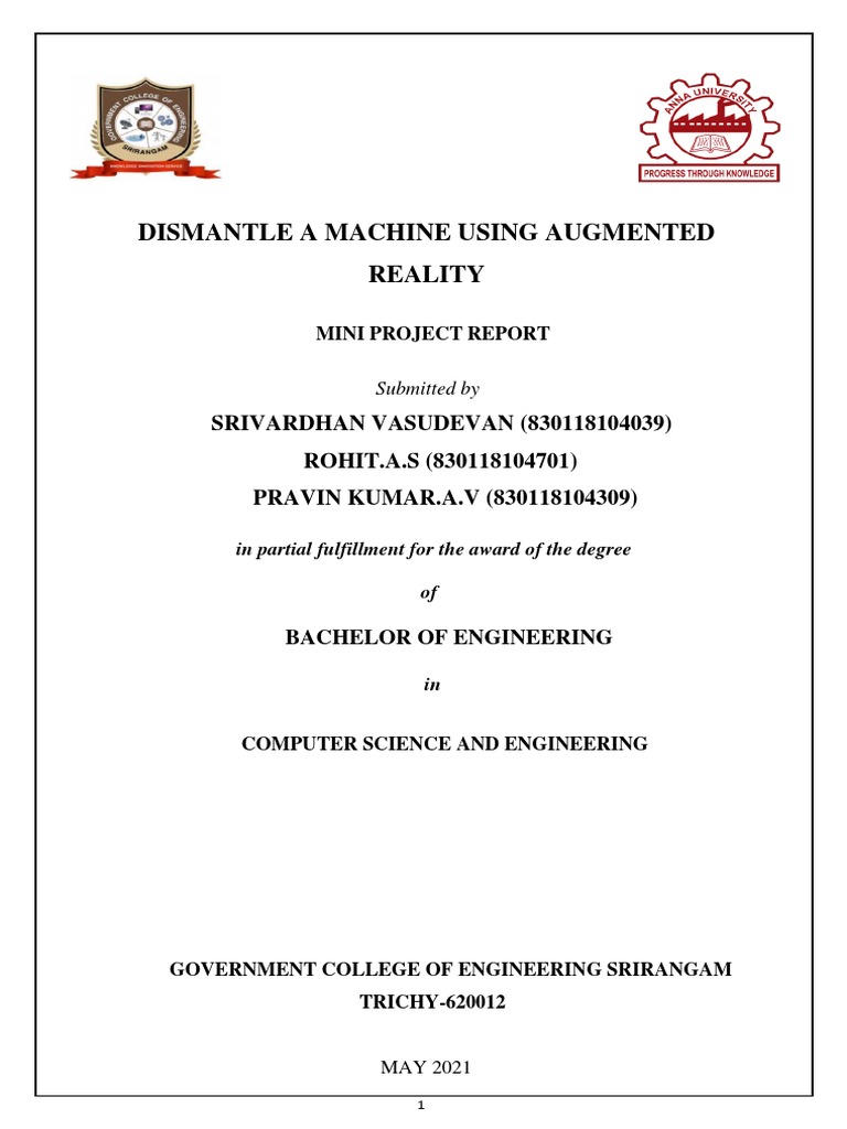 Dismantle A Machine Using Augmented Reality | Download Free PDF | Unity ...