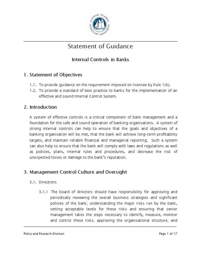 So G Internal Controls in Banks | PDF | Internal Control | Internal Audit