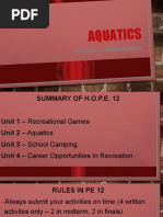 Grade 12 Aquatics Module Overview | PDF | Swimming (Sport) | Recreation