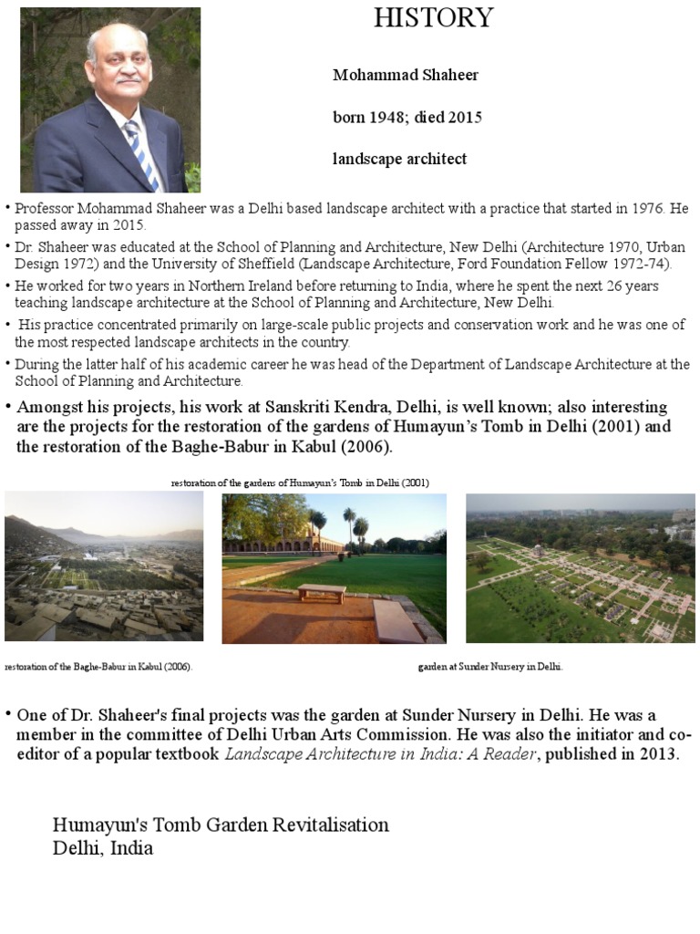 Mohammad Shaheer Born 1948 Died 2015 Landscape Architect | PDF