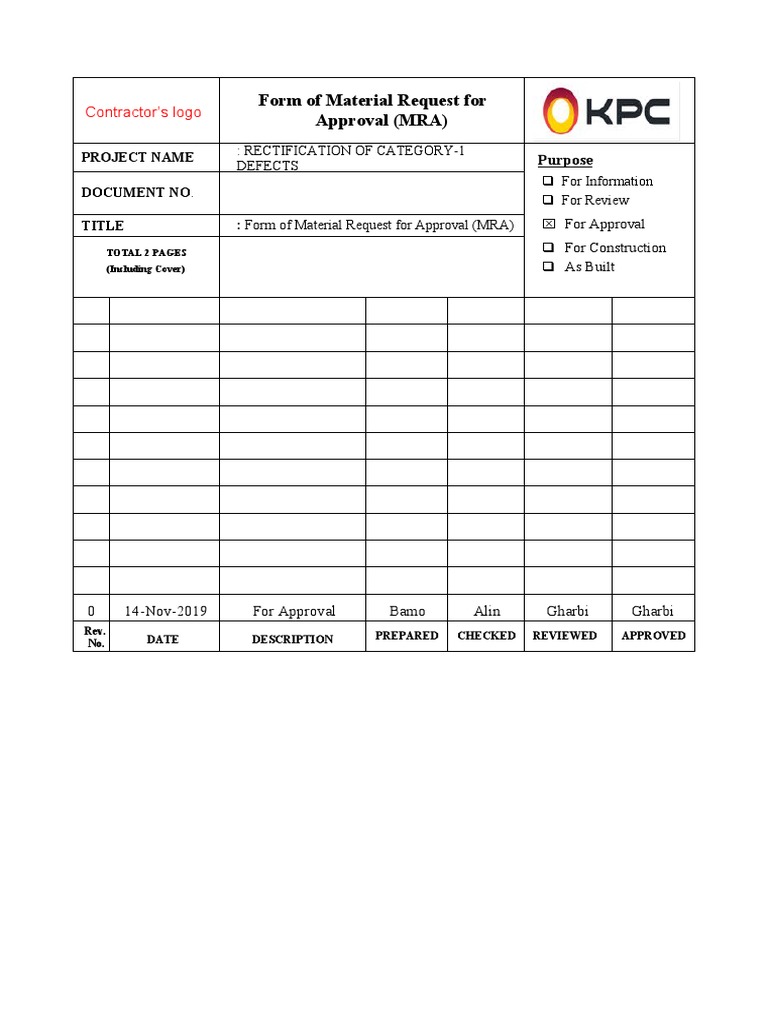 Material Request For Approval (MRA) | PDF | Information Science ...