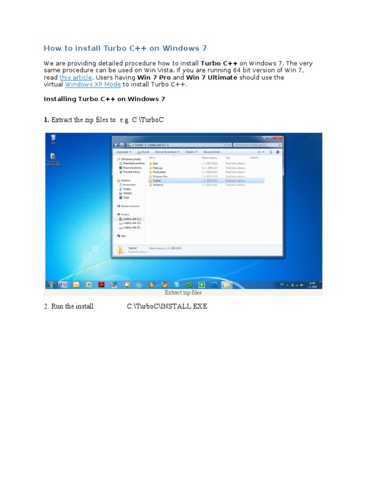 Install Turbo C++ on Windows 7 Guide | PDF | Windows 7 | Windows Vista