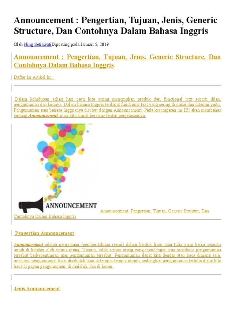 Materi Tentang Announcement Pdf