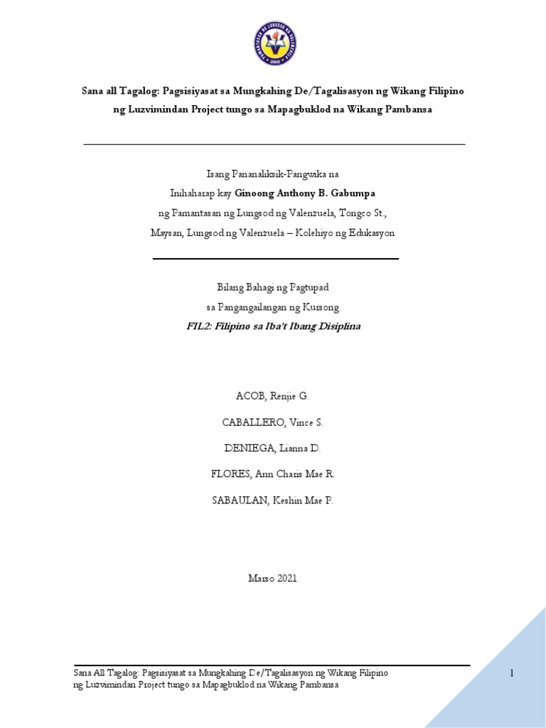 Bsed English 2-1-2019 Sana All Tagalog | PDF