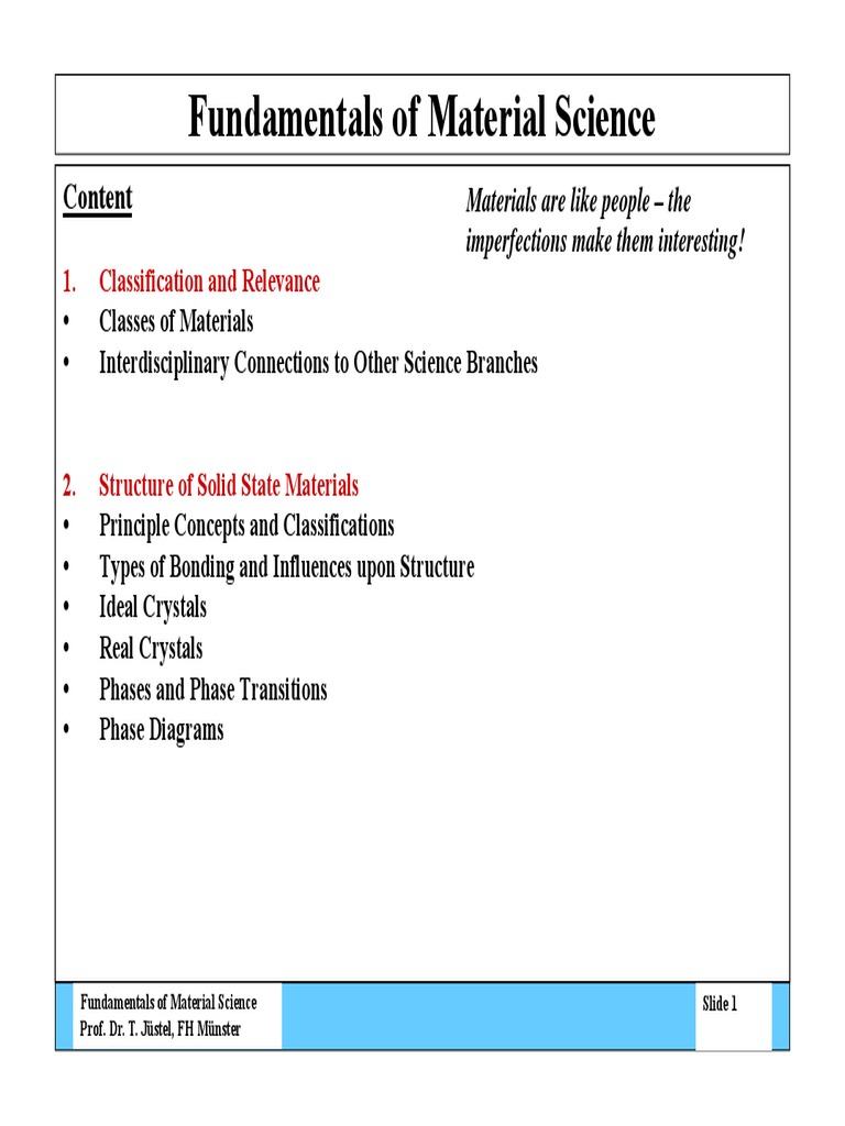 Fundamentals of Material Science: Content | PDF | Crystal Structure ...