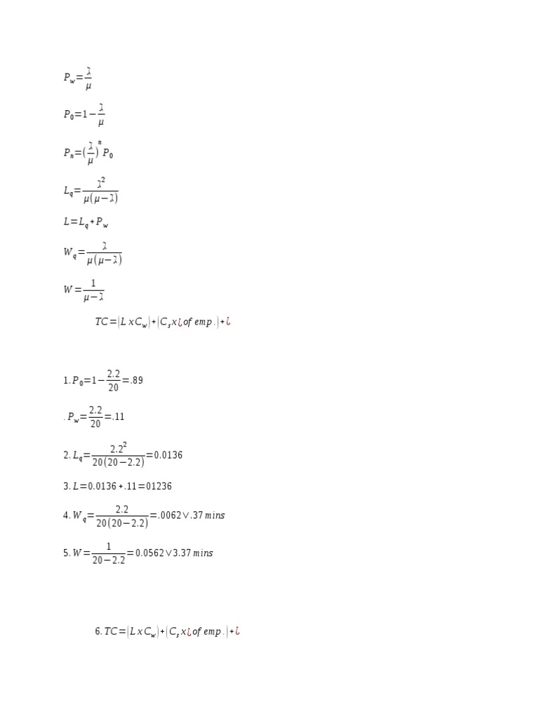 Queueing Theory Calculations and Costs | PDF | Teaching Methods ...