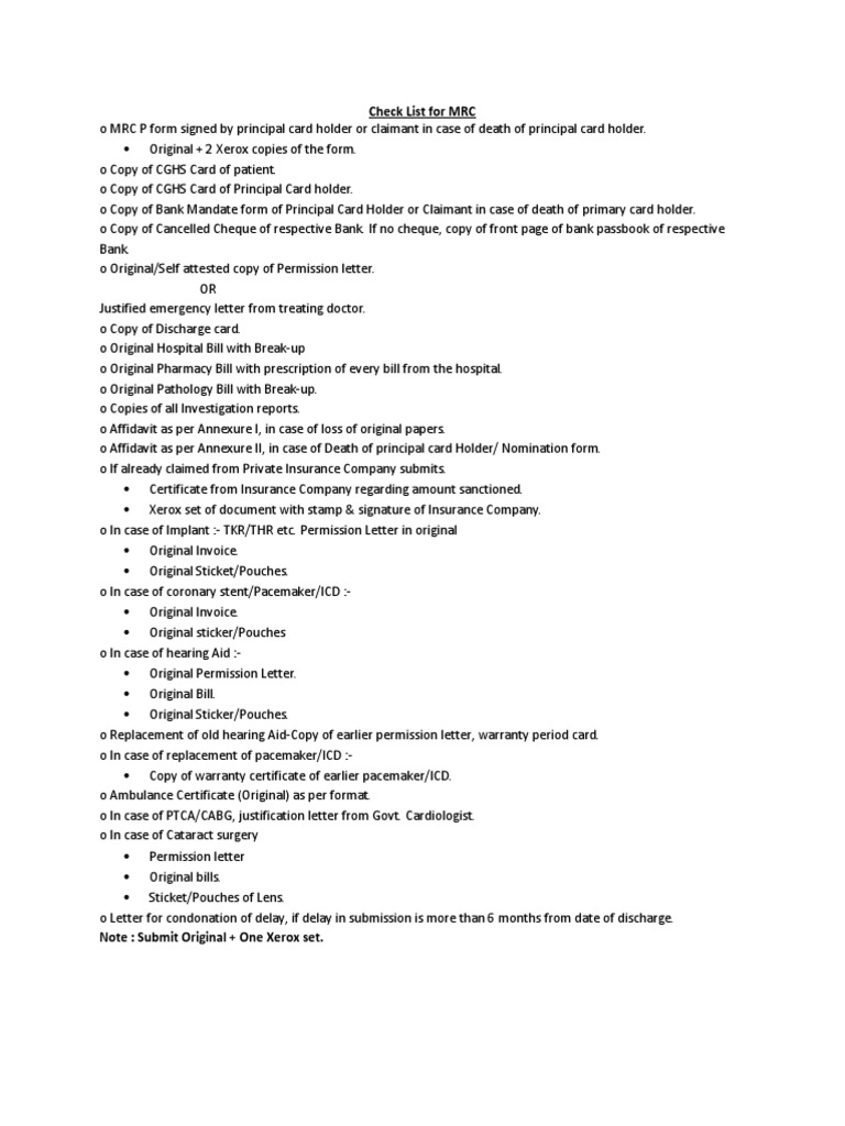 Check List For MRC PDF