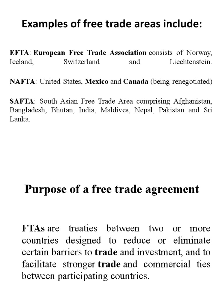 Examples of Free Trade Areas Include | PDF | Regional Integration ...