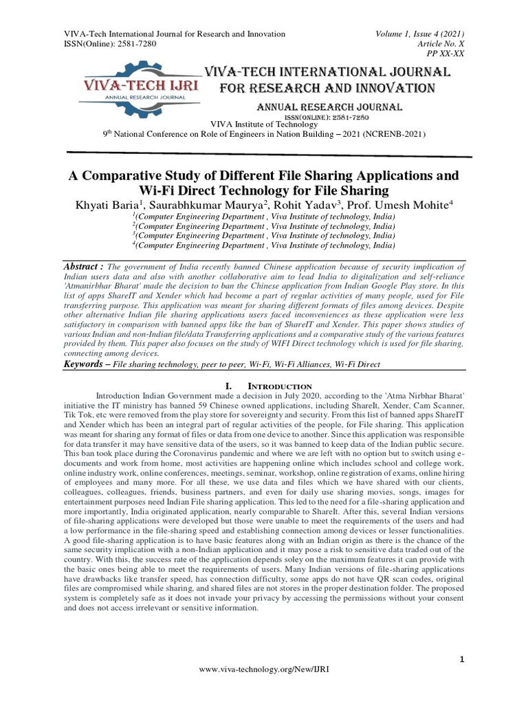 A Comparative Study of Different File Sharing Applications and Wi-Fi ...