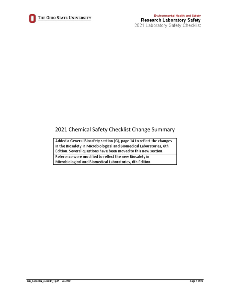 Lab Inspection Checklist 1 | PDF | Personal Protective Equipment ...