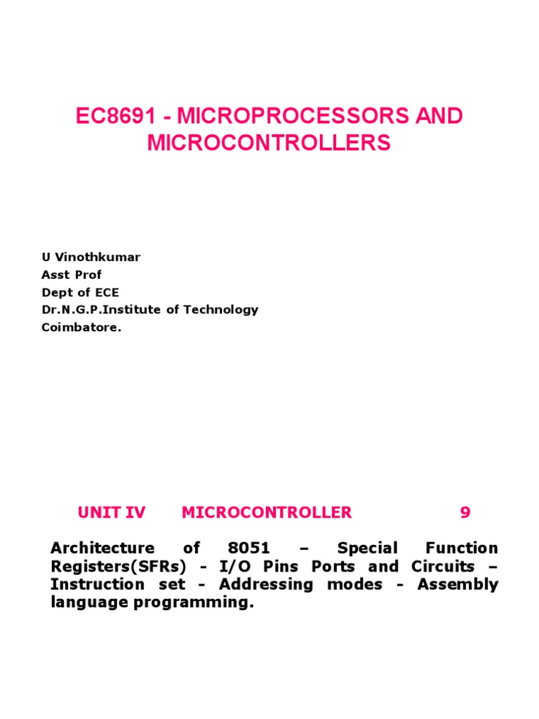 Ec8691 Unit Iv - PPT | PDF | Microcontroller | Computer Engineering
