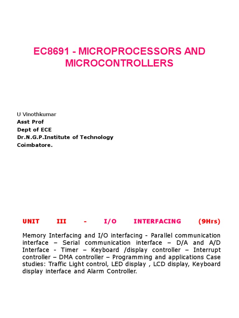 Ec8691 Unit Iii - PPT | PDF | Analog To Digital Converter | Input/Output