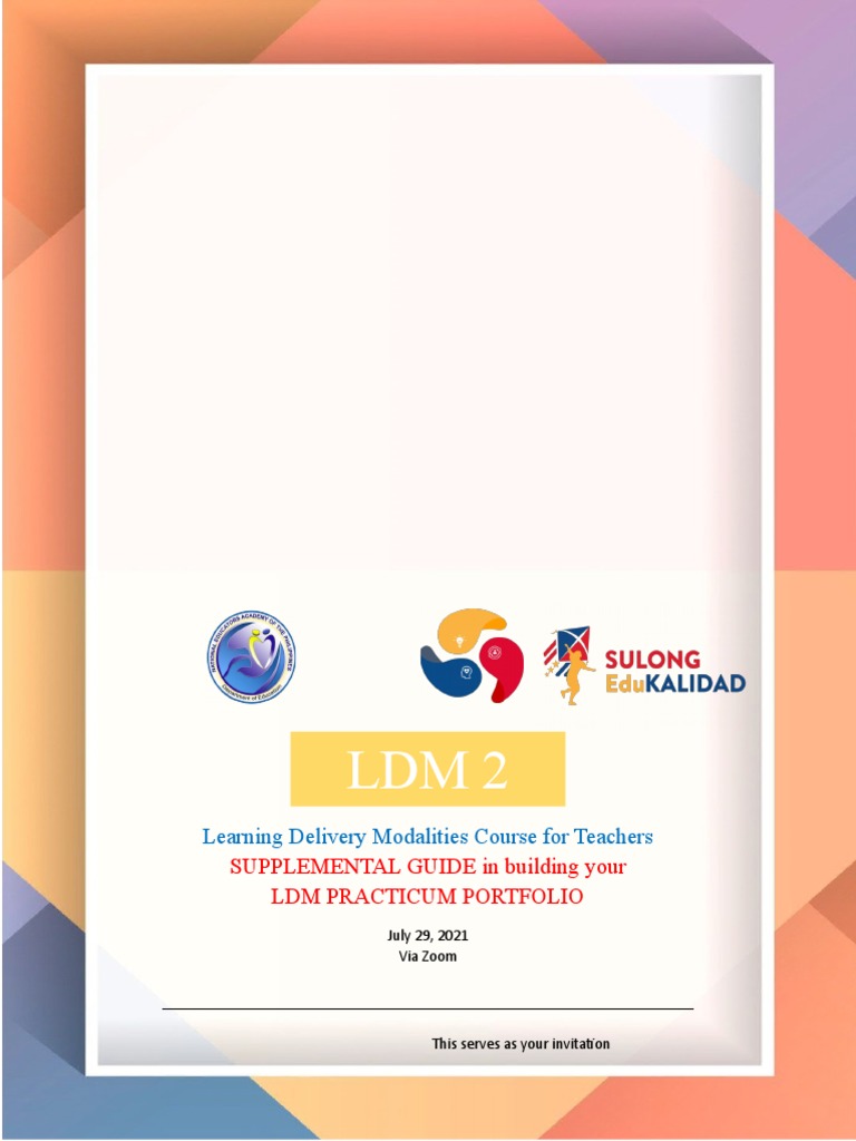 Learning Delivery Modalities Course For Teachers: SUPPLEMENTAL GUIDE in Building Your LDM ...