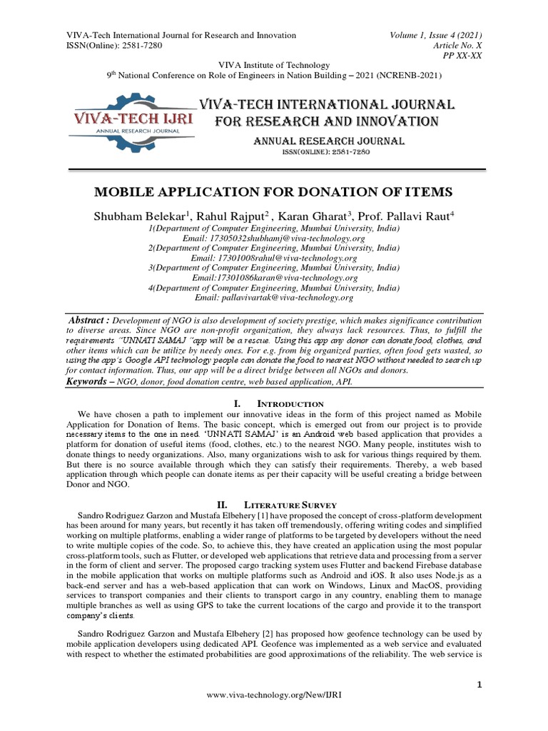 Mobile Application For Donation of Items | PDF | Cross Platform ...