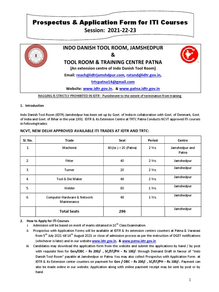 Prospectus ITI 2021 | PDF | Machinist | Insurance