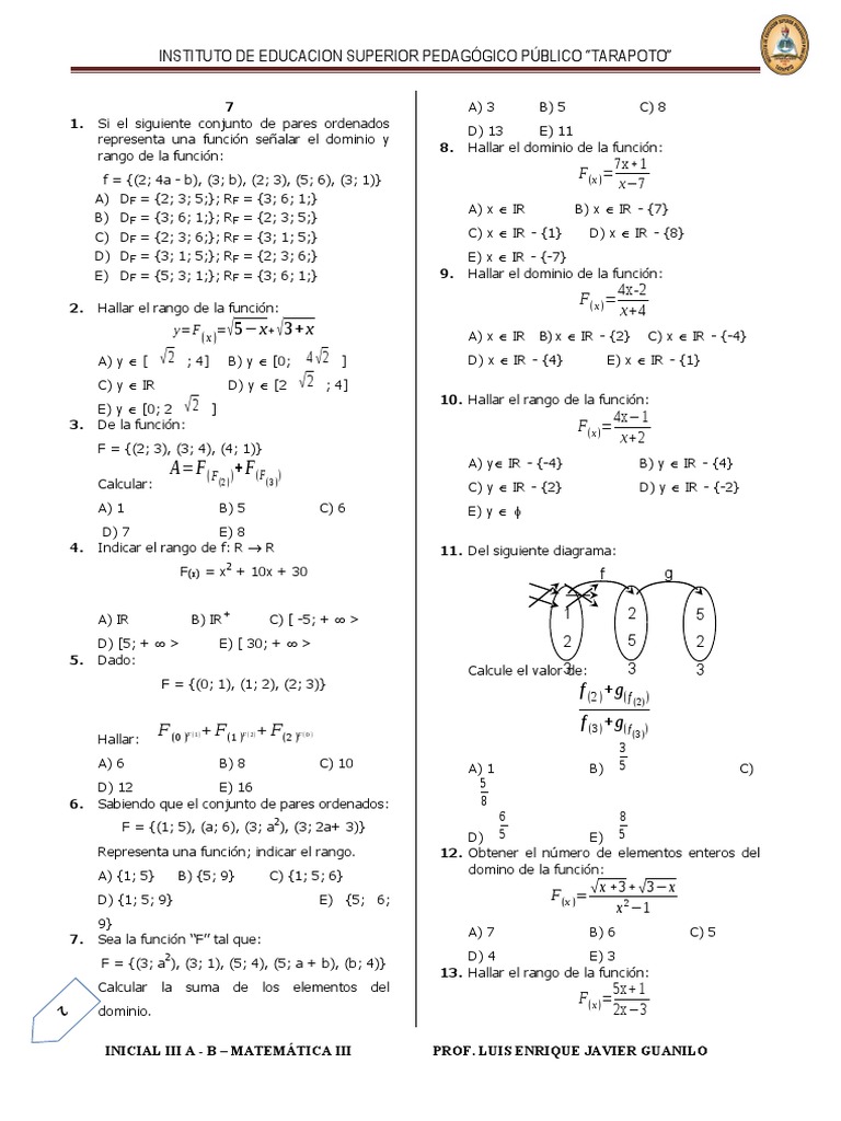 Funciones Practica | PDF | Función (Matemáticas) | Conceptos matemáticos