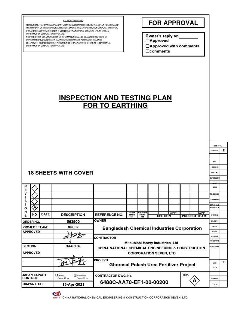 ITP For Earthing | PDF | Specification (Technical Standard ...