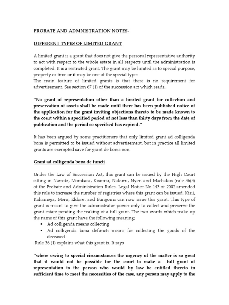 Grants | PDF | Probate | Intestacy