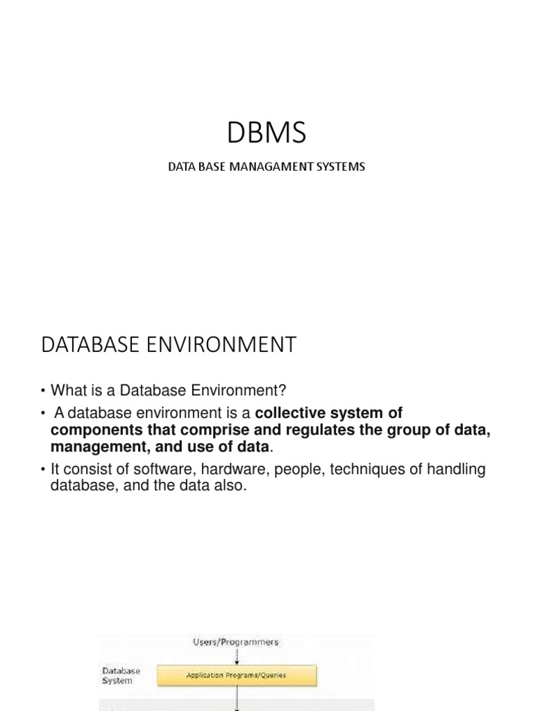 01.DBMS Environment | PDF | Table (Database) | Databases